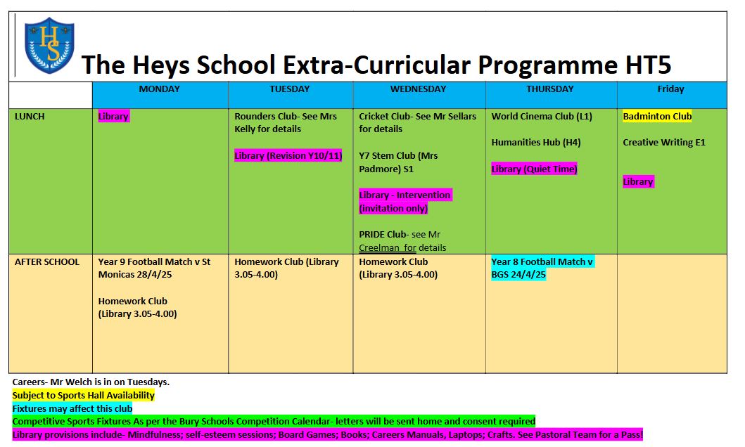 Extra Curricular Clubs
